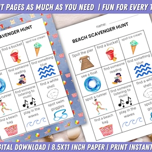 Printable Beach Scavenger Hunt for Kids | Beach Themed Games - Etsy