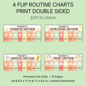 Editable Kids Flip Routine Chart Printable & Daily Routine Cards, Kids ...