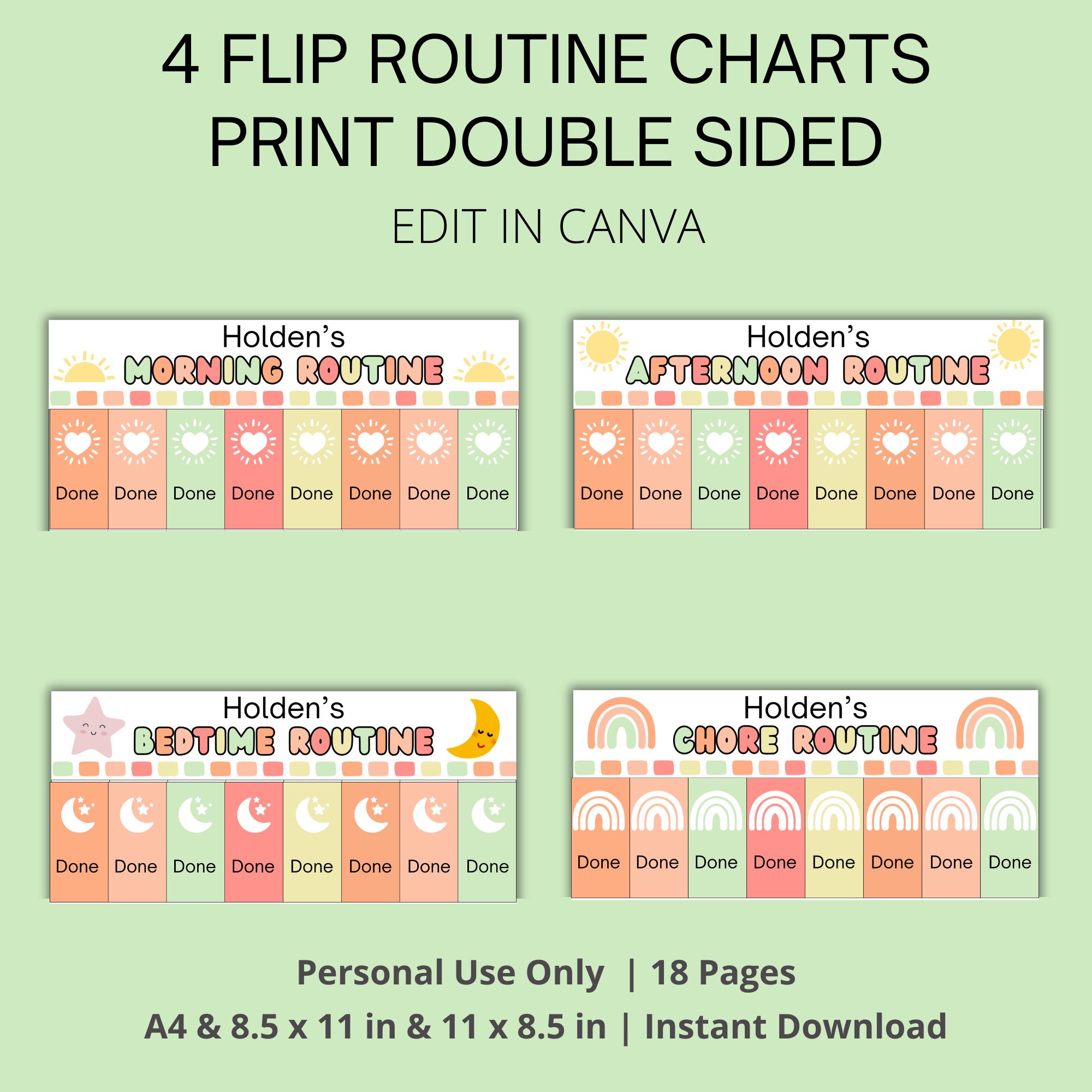 Editable Kids Flip Routine Chart Printable & Daily Routine Cards, Kids ...