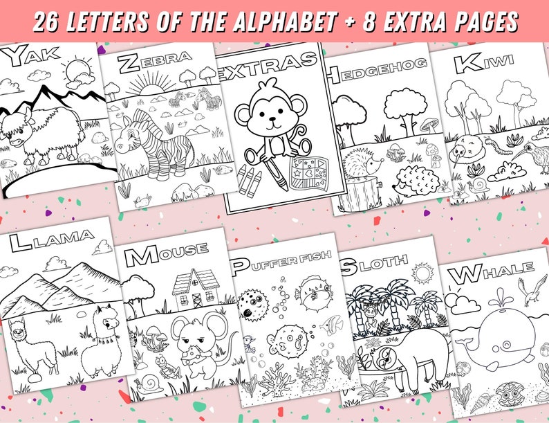 Printable Kids Coloring Pages, ABC Coloring, Animal Alphabet, Coloring ...