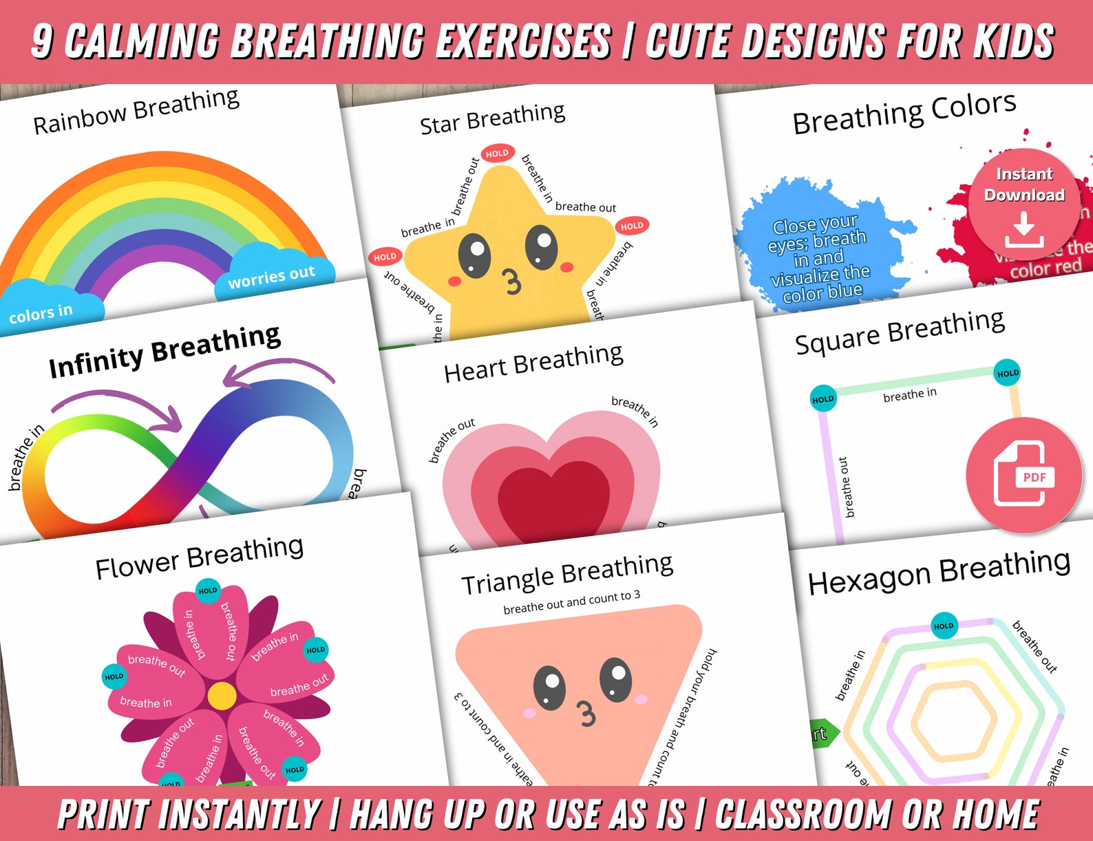 Calming Breathing Exercises for Calm Down Corner, Emotions Printable ...