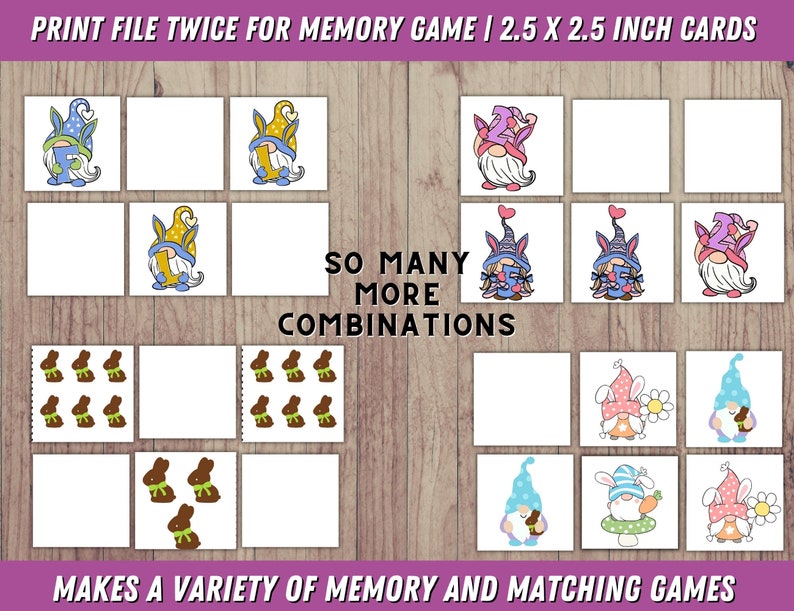 Printable Easter Bunny Gnome ABC Flash Cards, Memory Game, Matching ...