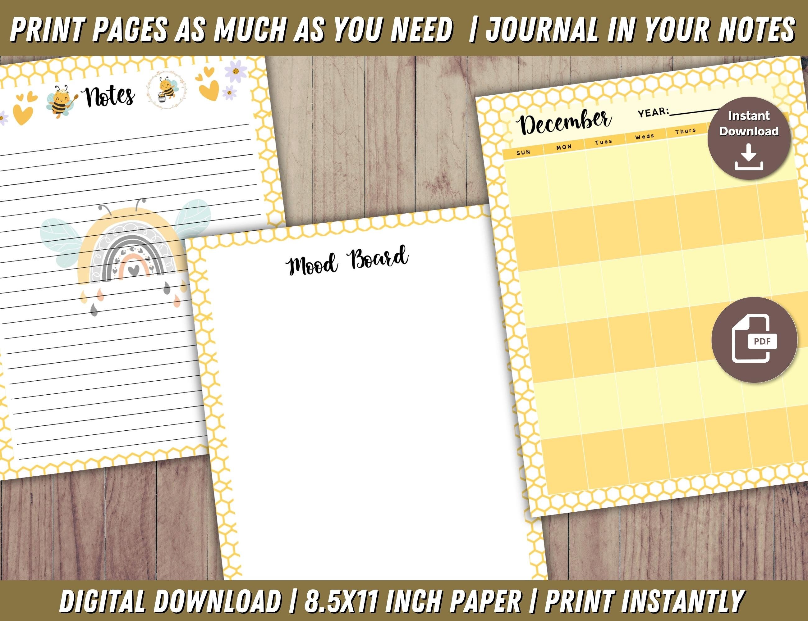 Bee Positive Honeybees Printable Planner, Bee Printable, Daily Habit ...