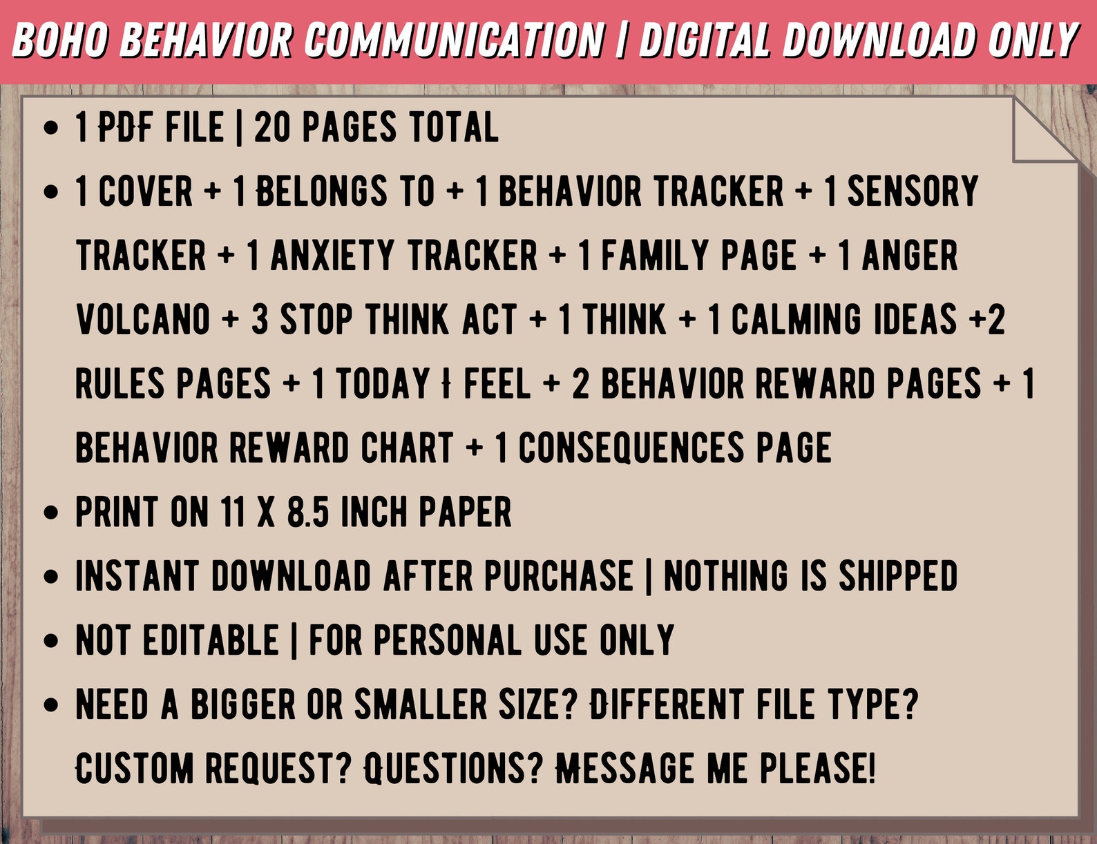 Boho Behavior Communication Printable, Documentation and Progress ...