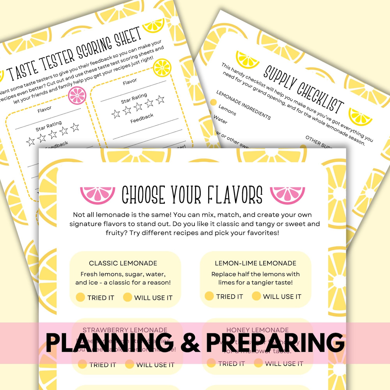 Lemonade Stand Printable Planner for Kids, Lemonade Stand Kit, Kids DIY ...