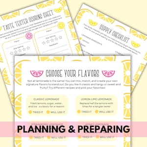 Lemonade Stand Printable Planner for Kids, Lemonade Stand Kit, Kids DIY ...