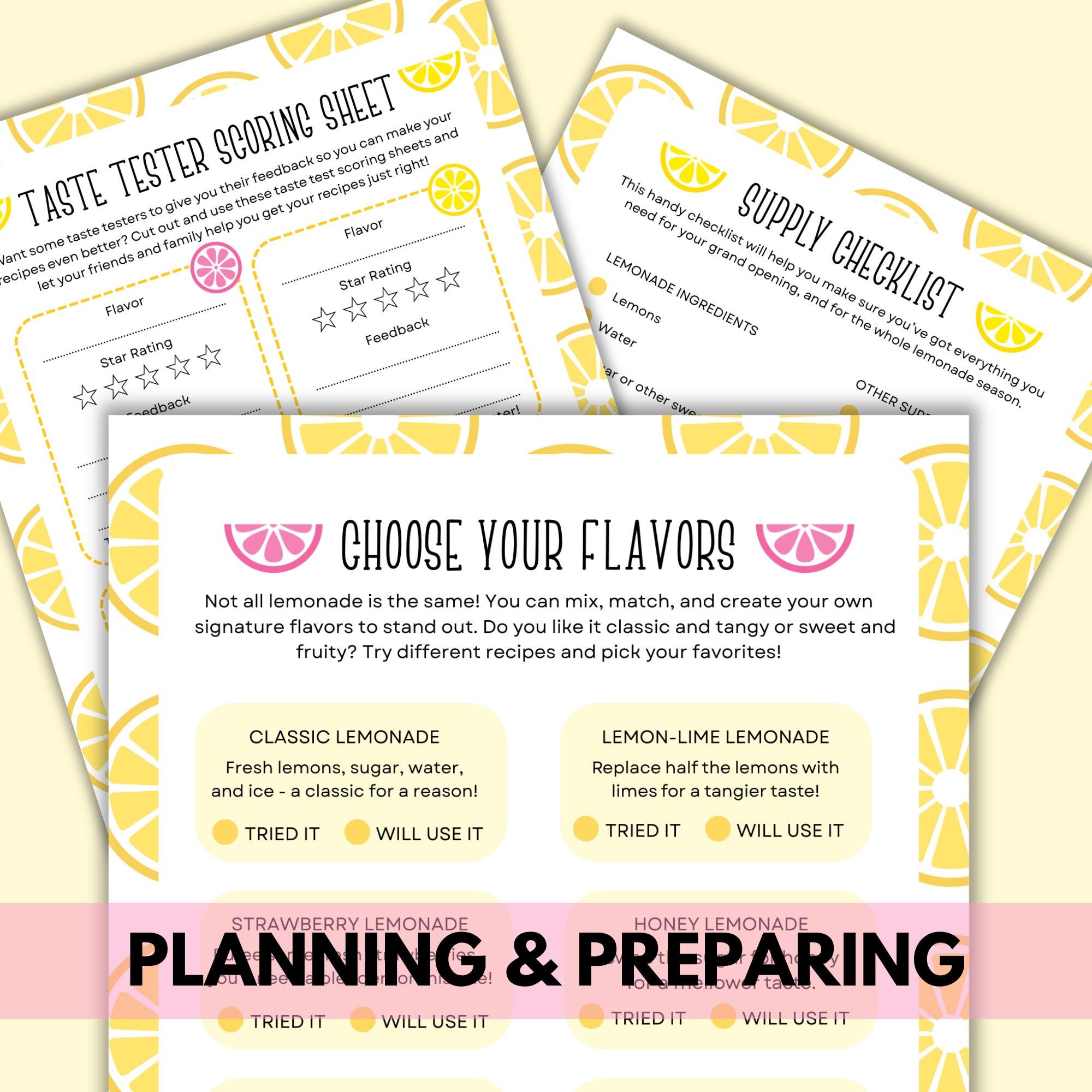 Lemonade Stand Printable Planner for Kids, Lemonade Stand Kit, Kids DIY Lemonade Shop, Lemonade ...