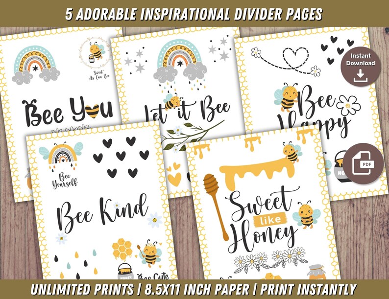 Bee Positive Honeybees Printable Planner, Bee Printable, Daily Habit ...