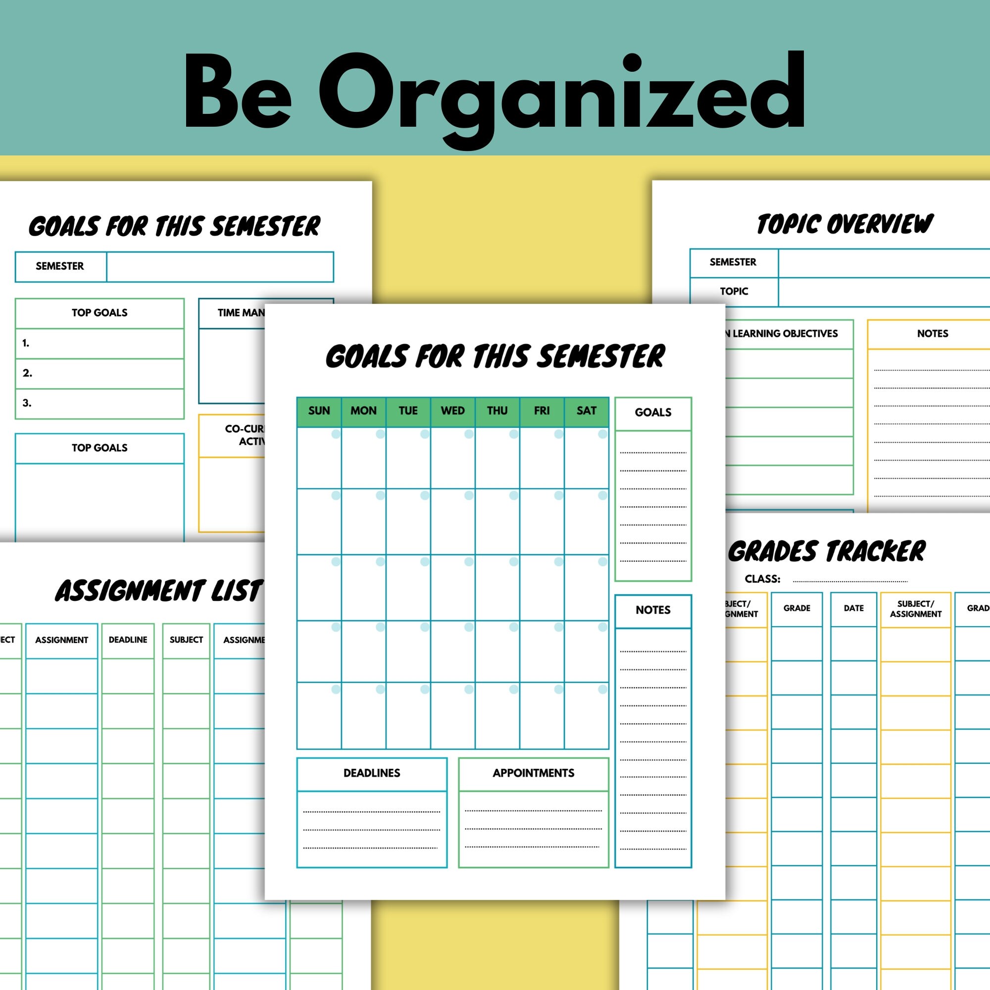 Academic Planner, Student Planner Printable, Semester Planner ...