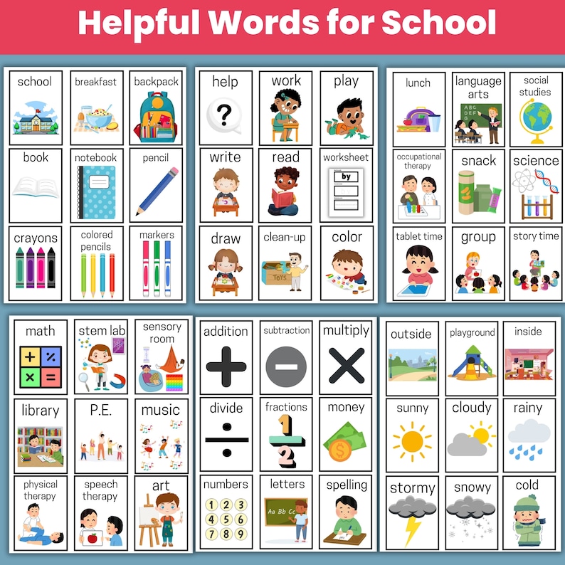 School Printable Pecs Communication Cards, Autism Communication ...