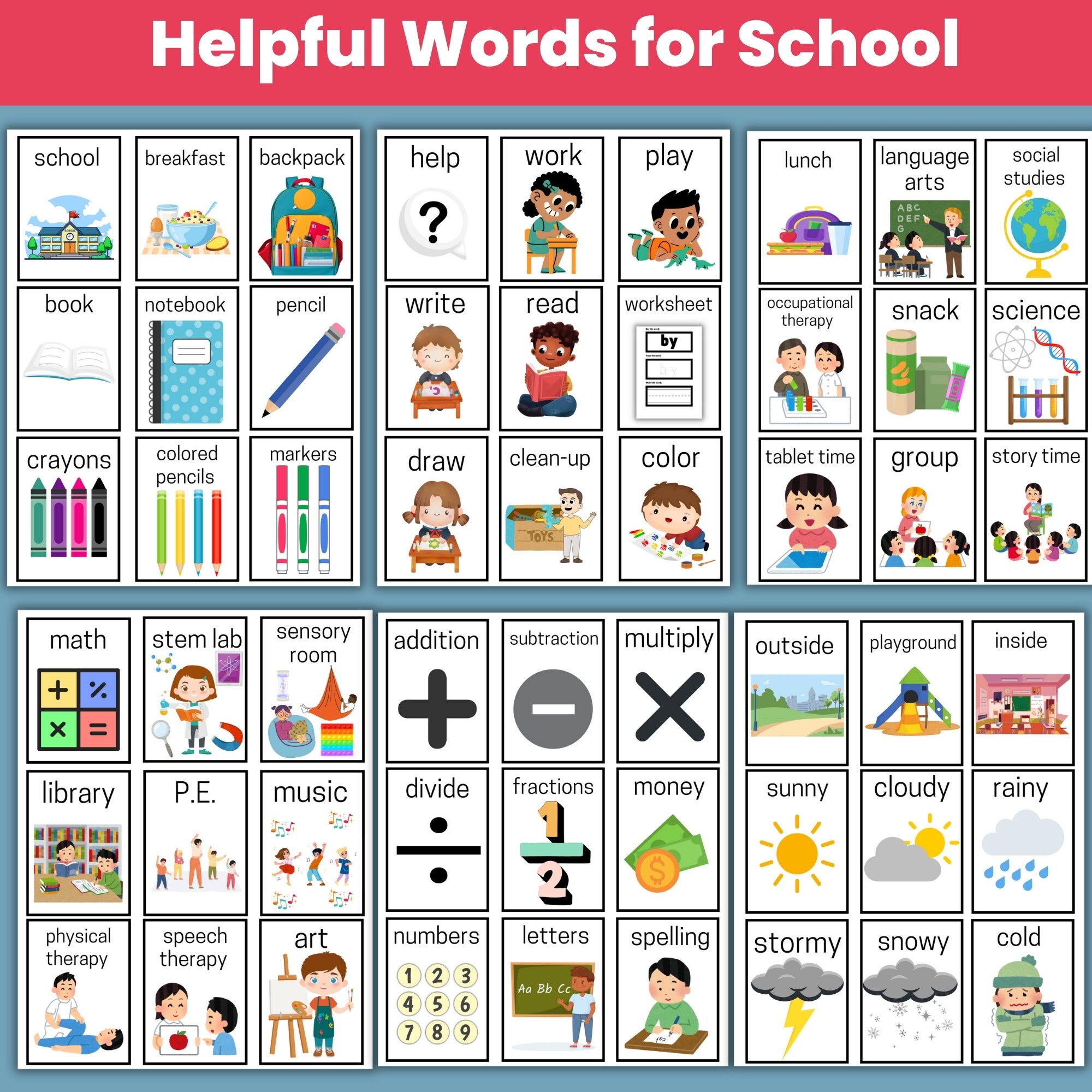 School Printable Pecs Communication Cards, Autism Communication ...