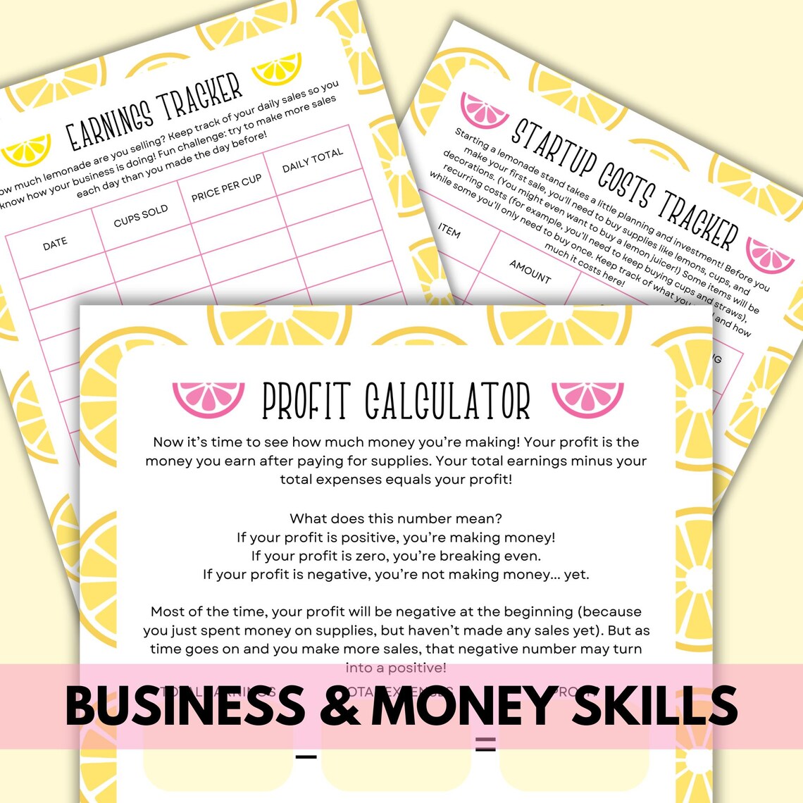 Lemonade Stand Printable Planner for Kids, Lemonade Stand Kit, Kids DIY ...
