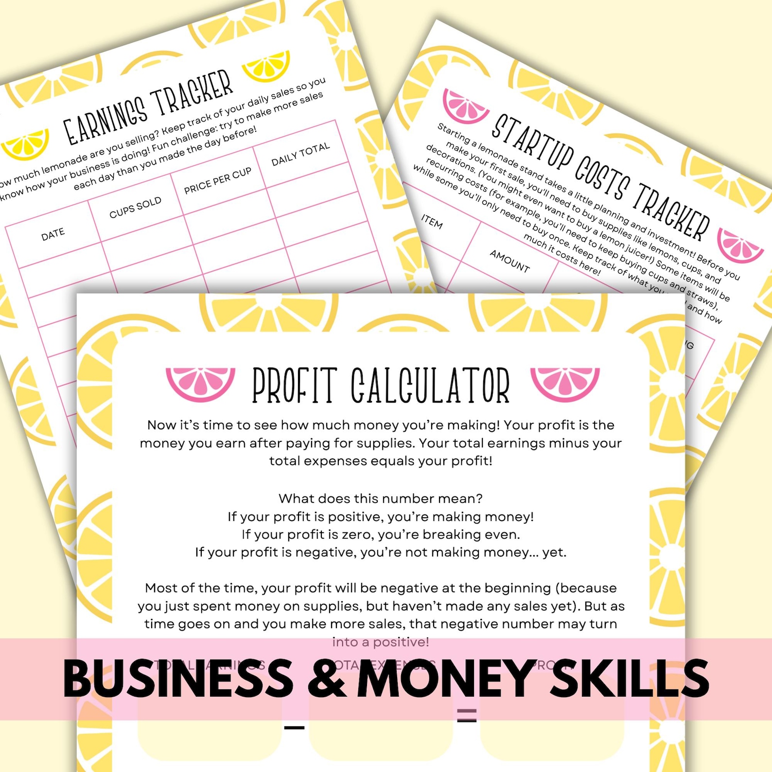 Lemonade Stand Printable Planner for Kids, Lemonade Stand Kit, Kids DIY ...