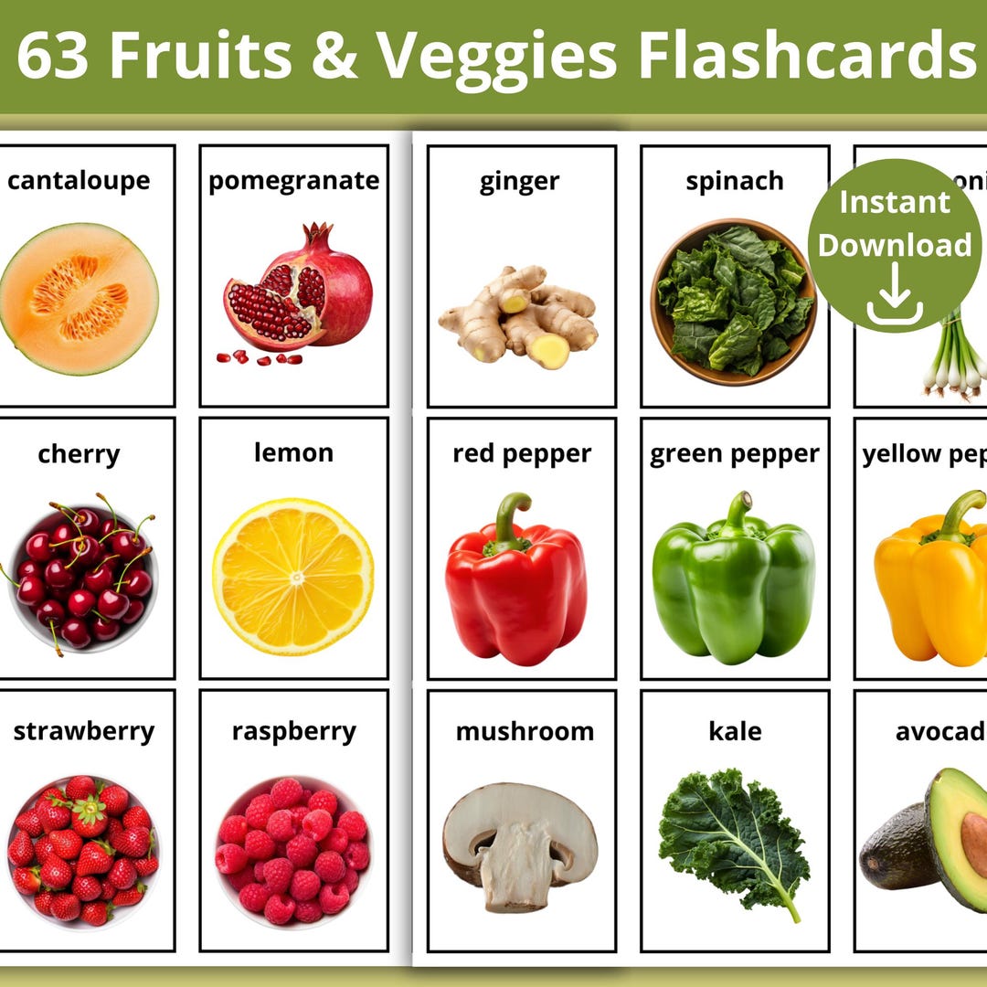 Fruits and Vegetables Kids Flashcards Printable Pecs Communication ...