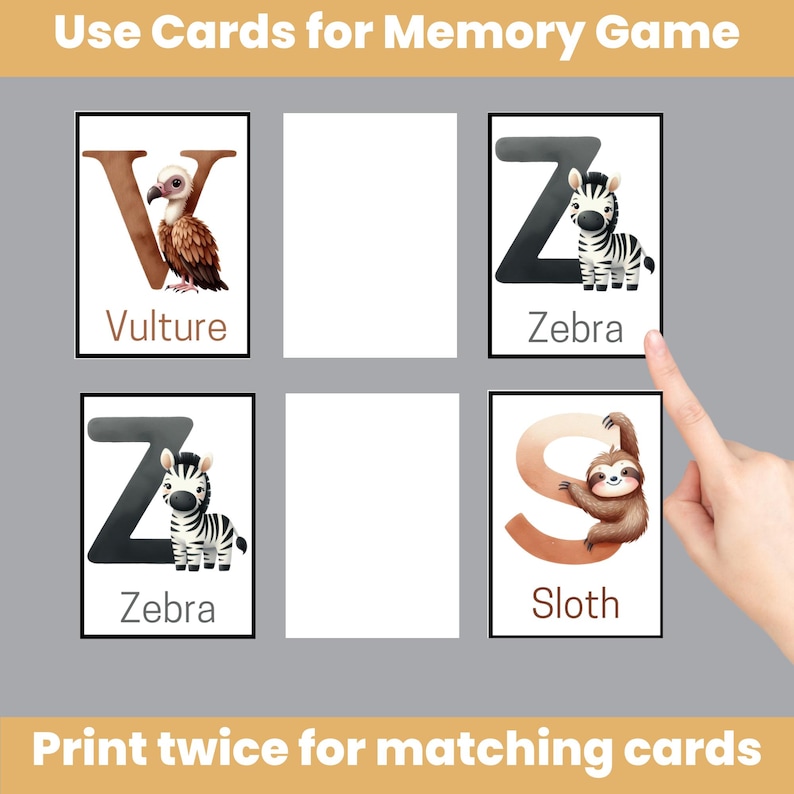 26 Animal Alphabet Flash Cards Printable for Kids, ABC Flashcards ...