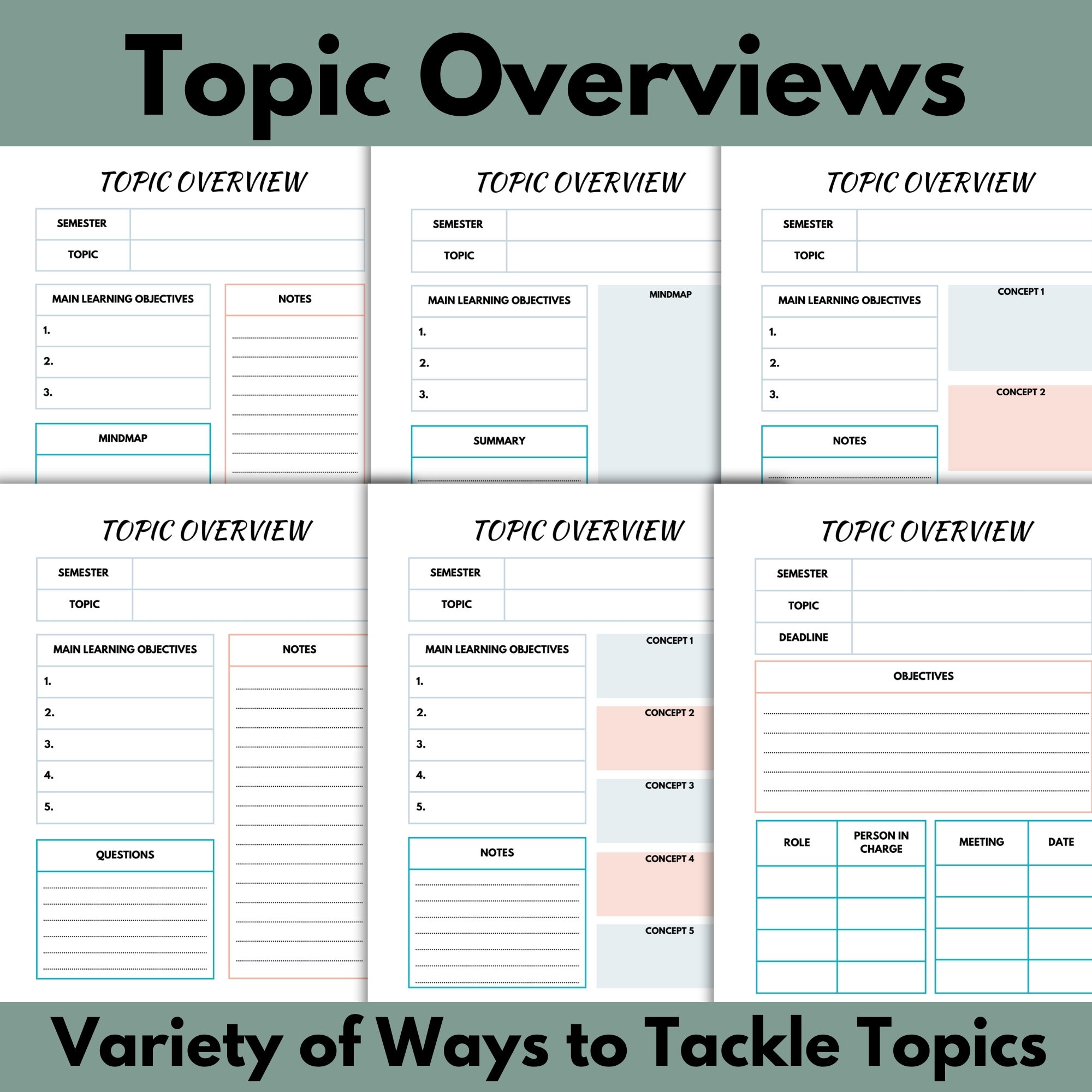 Watercolor Academic Planner Printable, Student Planner Printable ...