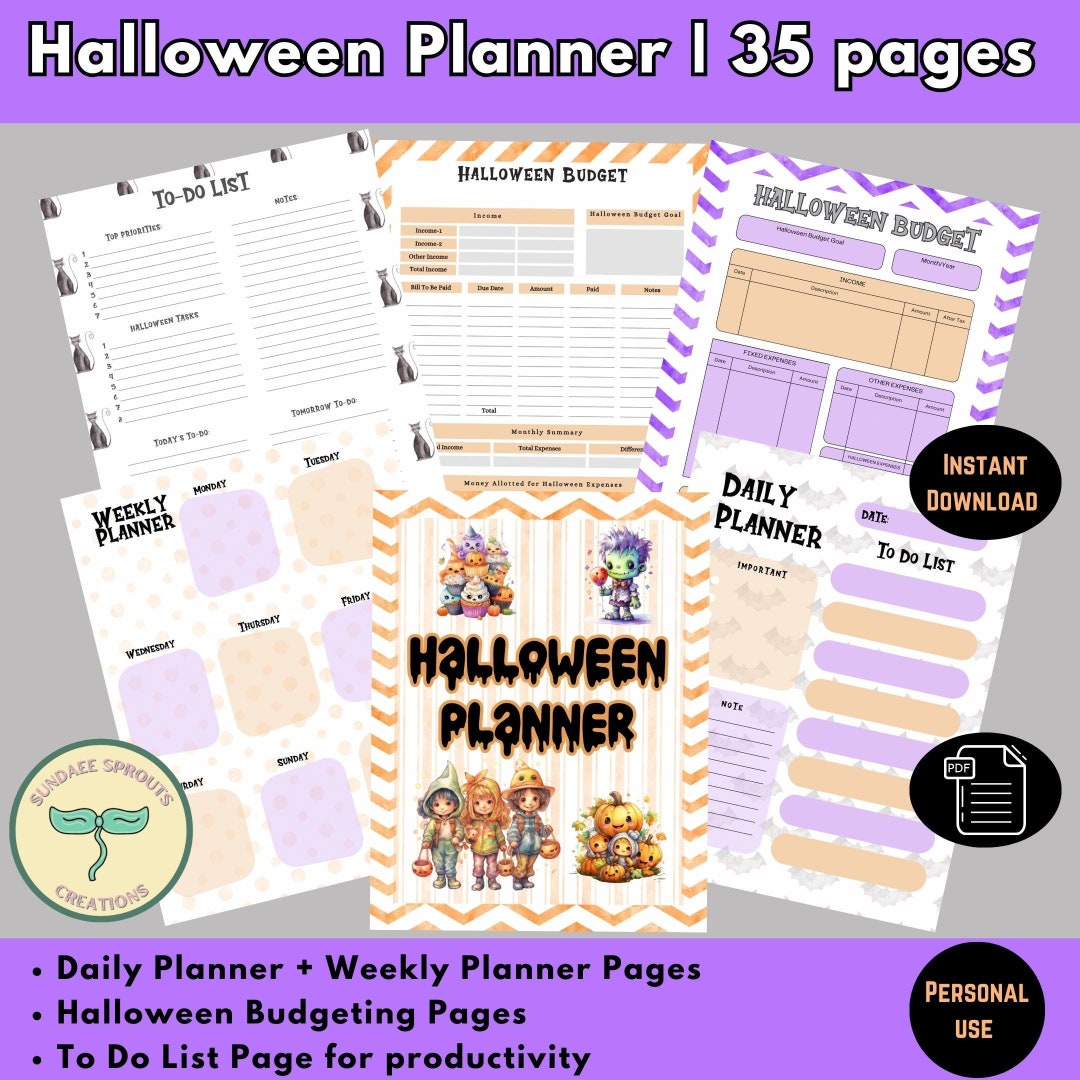 Printable Halloween Planner, Halloween Schedule, Budget Planner, to Do ...