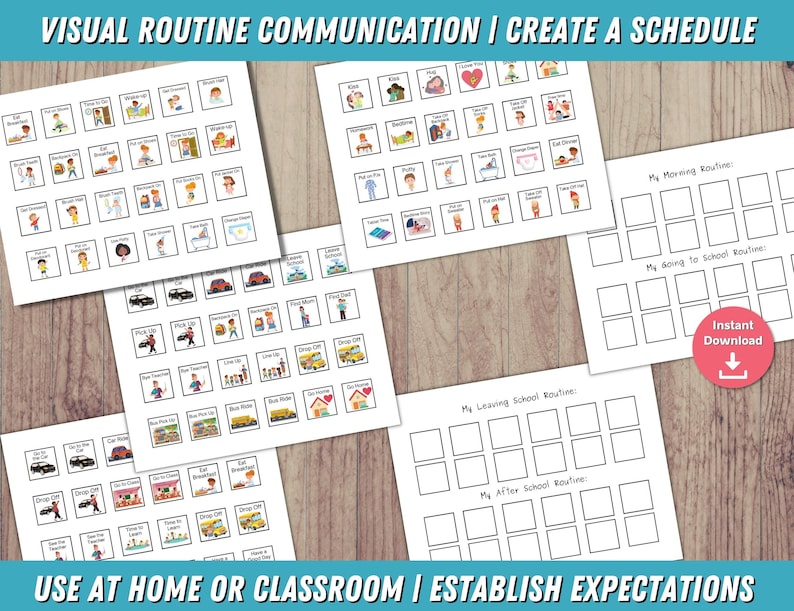 Printable Daily Routine Chart Visual Pecs Schedule, Morning Routine ...