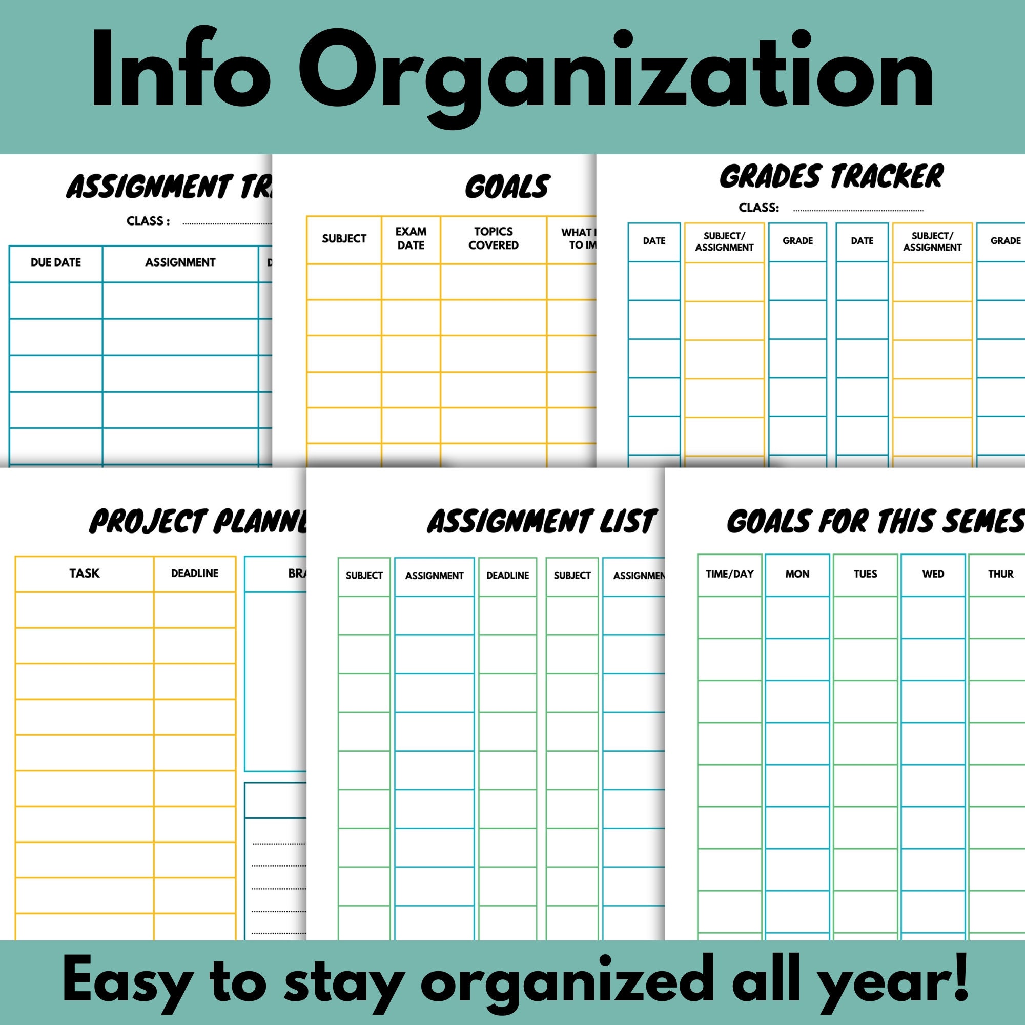 Academic Planner, Student Planner Printable, Semester Planner ...