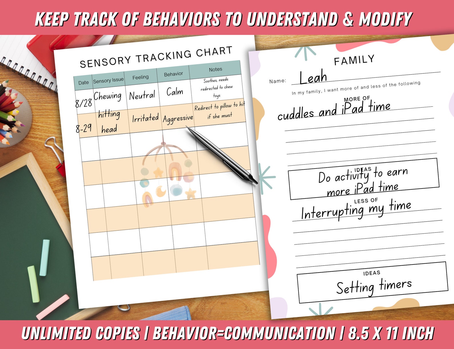 Boho Behavior Communication Printable, Documentation and Progress ...
