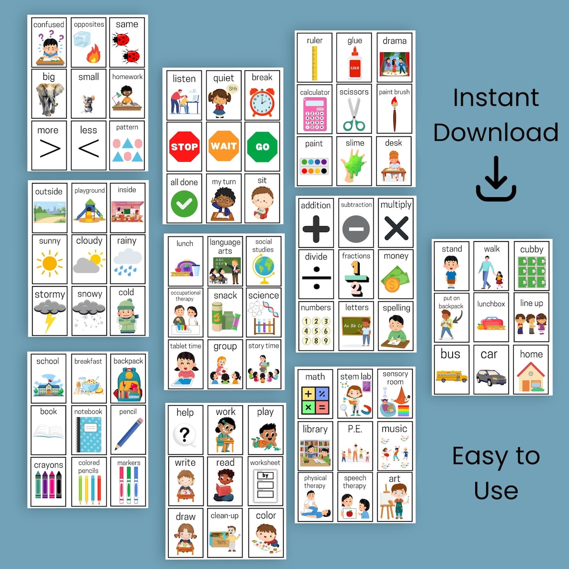 School Printable Pecs Communication Cards, Autism Communication ...