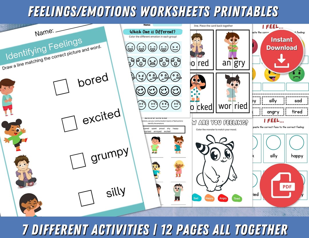 Emotion and Feelings Printable, Activity Sheets, Autism Activities ...