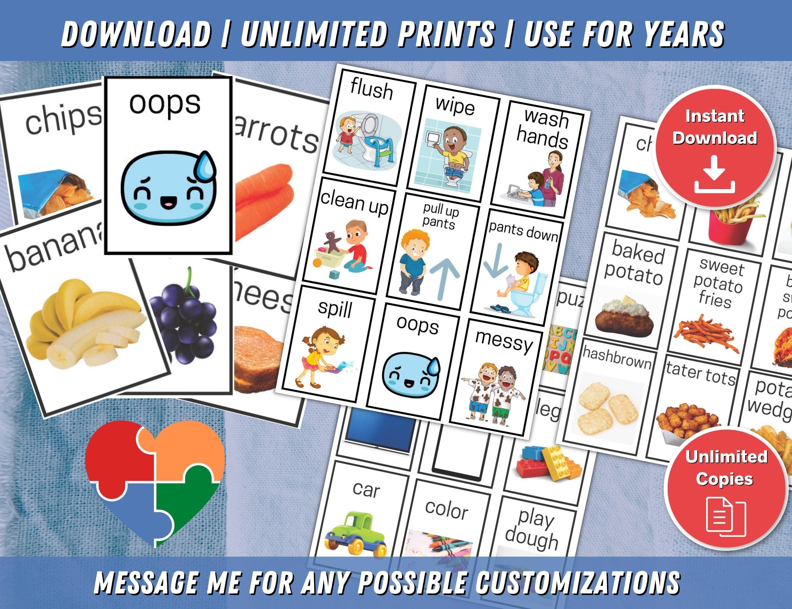 Printable Pecs Commuication Cards Autism Communication - Etsy Ireland