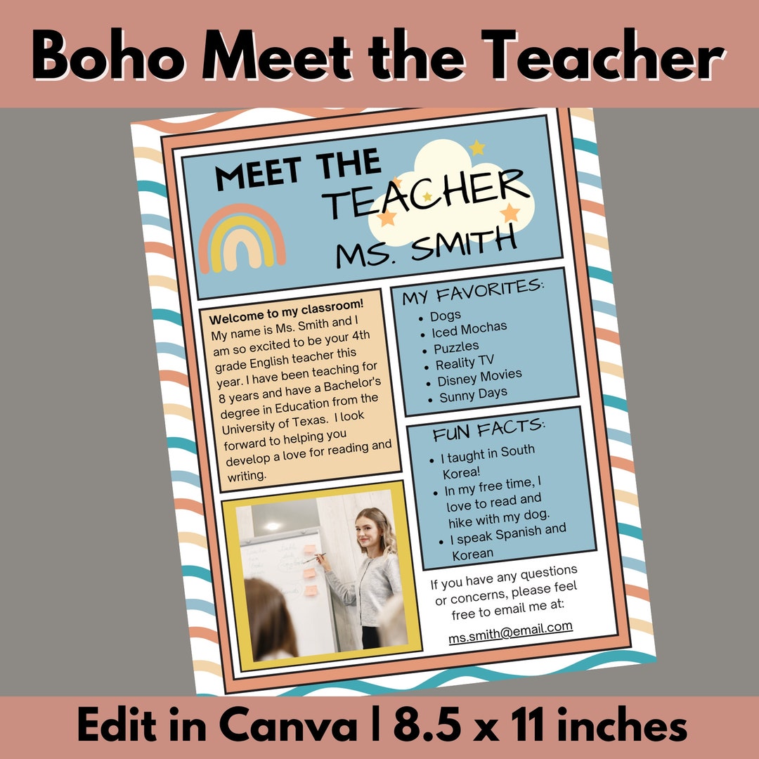 Boho Meet the Teacher Template Editable, Meet the Teacher Boho Template ...