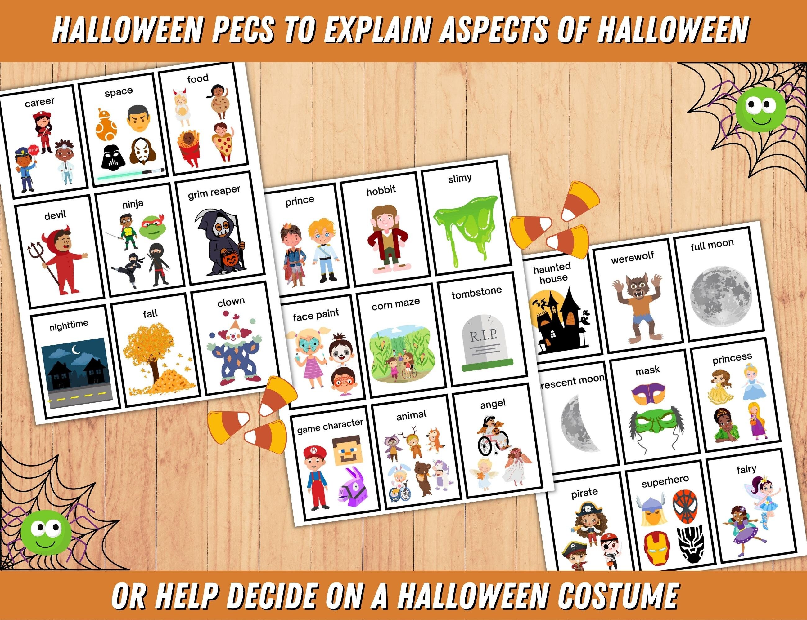 Halloween PECs Cards Printable Nonverbal Visual Cards Cue - Etsy Canada