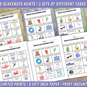 Printable Beach Scavenger Hunt for Kids | Beach Themed Games - Etsy