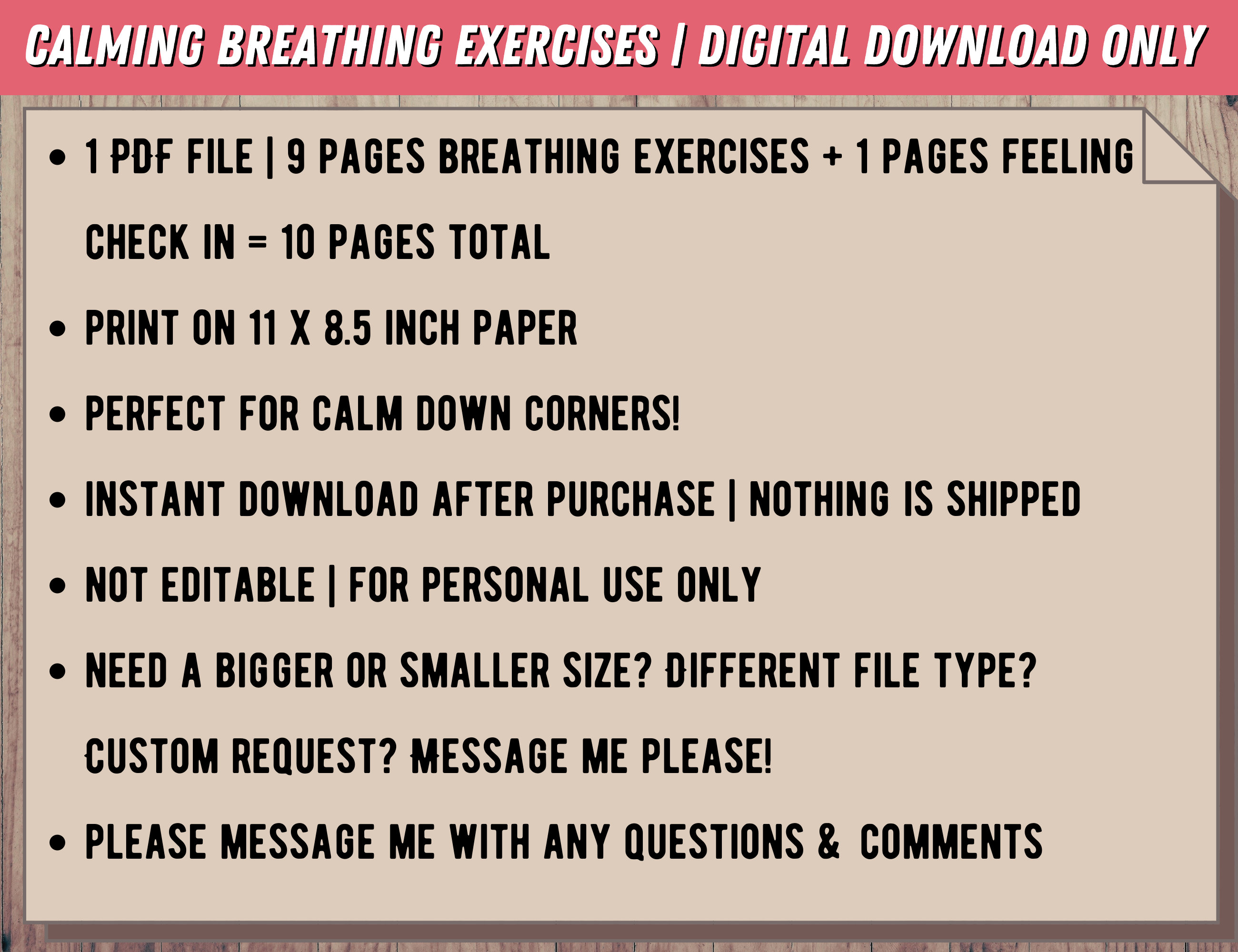 Calming Breathing Exercises for Calm Down Corner, Emotions Printable ...