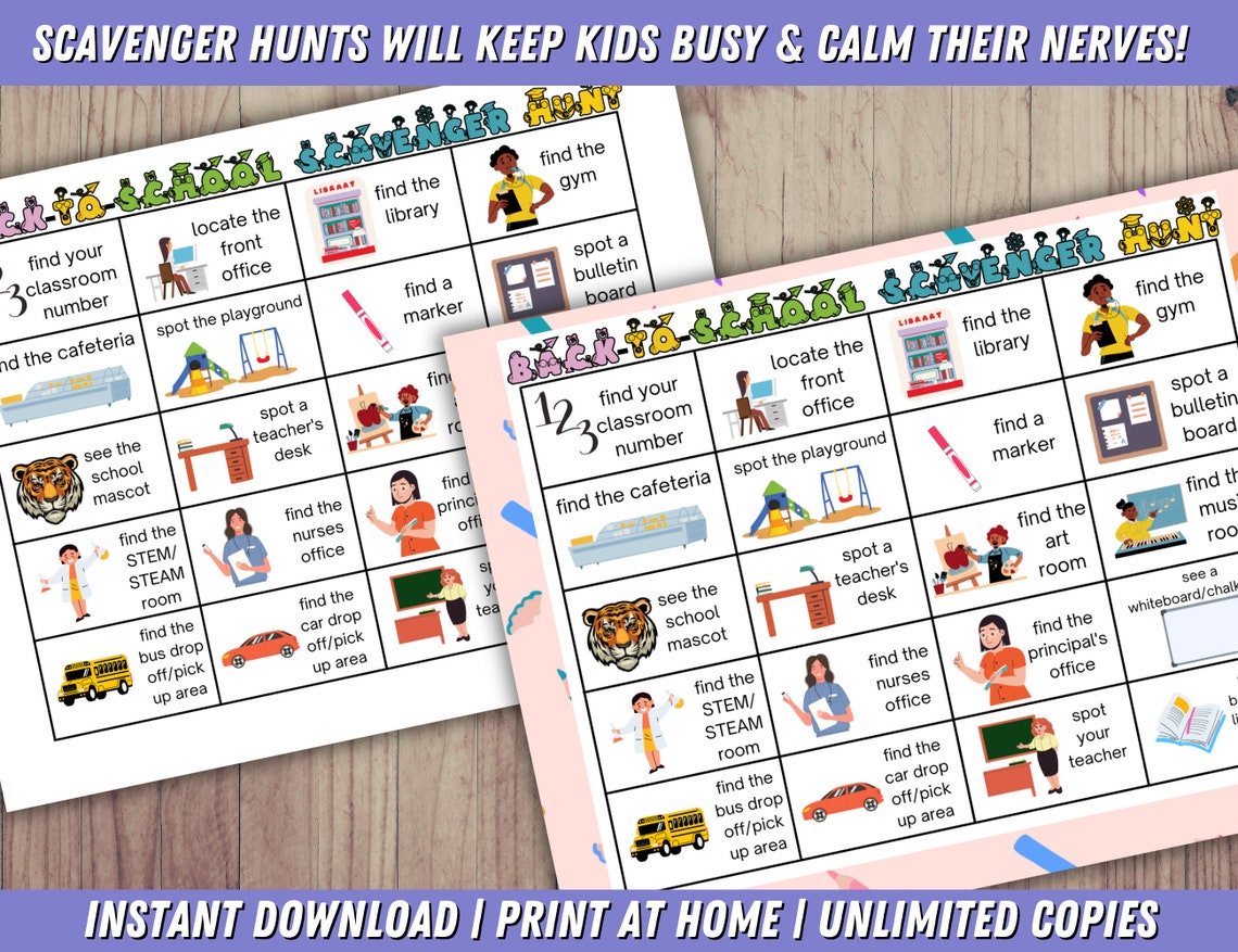 Back to School Scavenger Hunt for Kids Classroom Activities Teacher ...