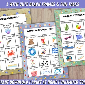 Printable Beach Scavenger Hunt for Kids | Beach Themed Games - Etsy