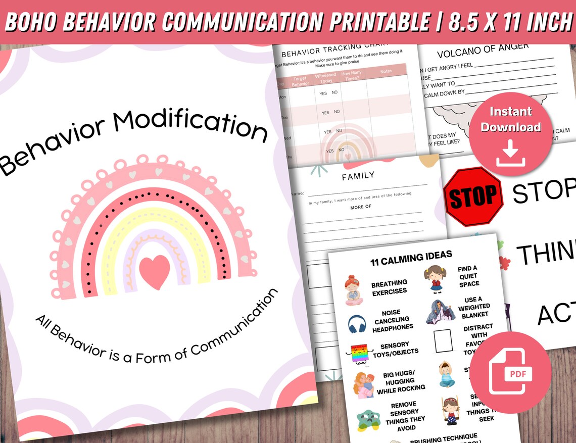 Boho Behavior Communication Printable, Documentation and Progress ...