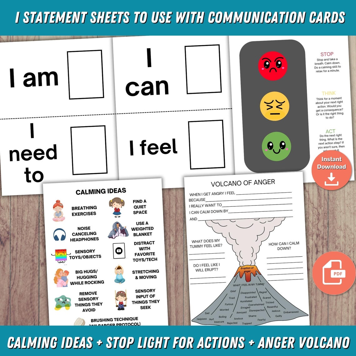 Feelings and Emotions Thermometer Communication Cards Printable Autism ...