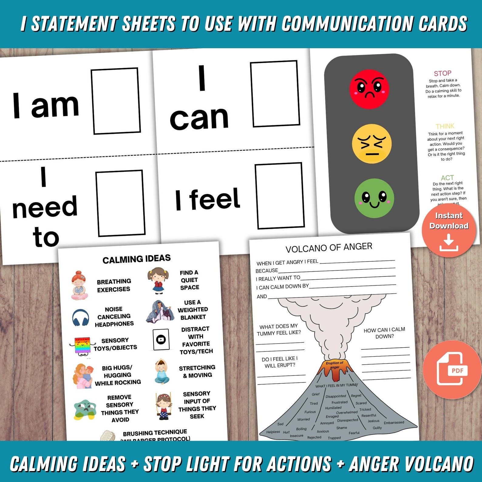 Feelings and Emotions Thermometer + Communication Cards Printable ...
