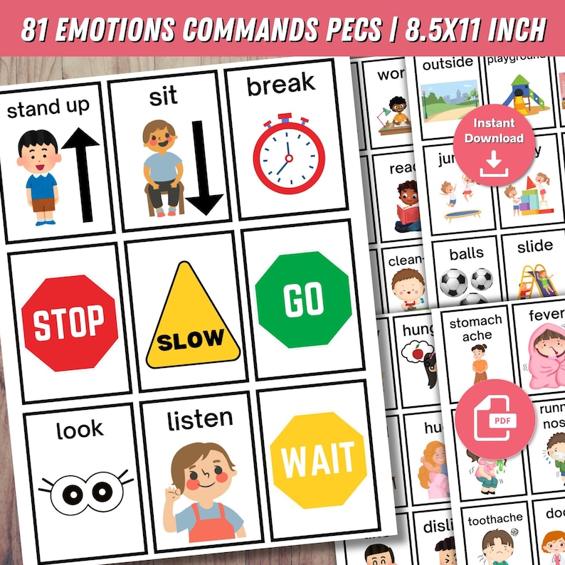 Printable Emotions Pecs Communication Cards, Autism Communication ...