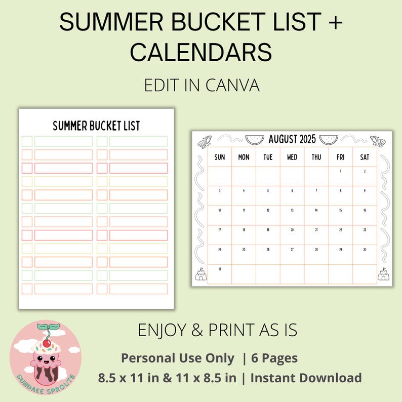 Editable Family Summer Bucket List Printable for Kids, Bucket List ...