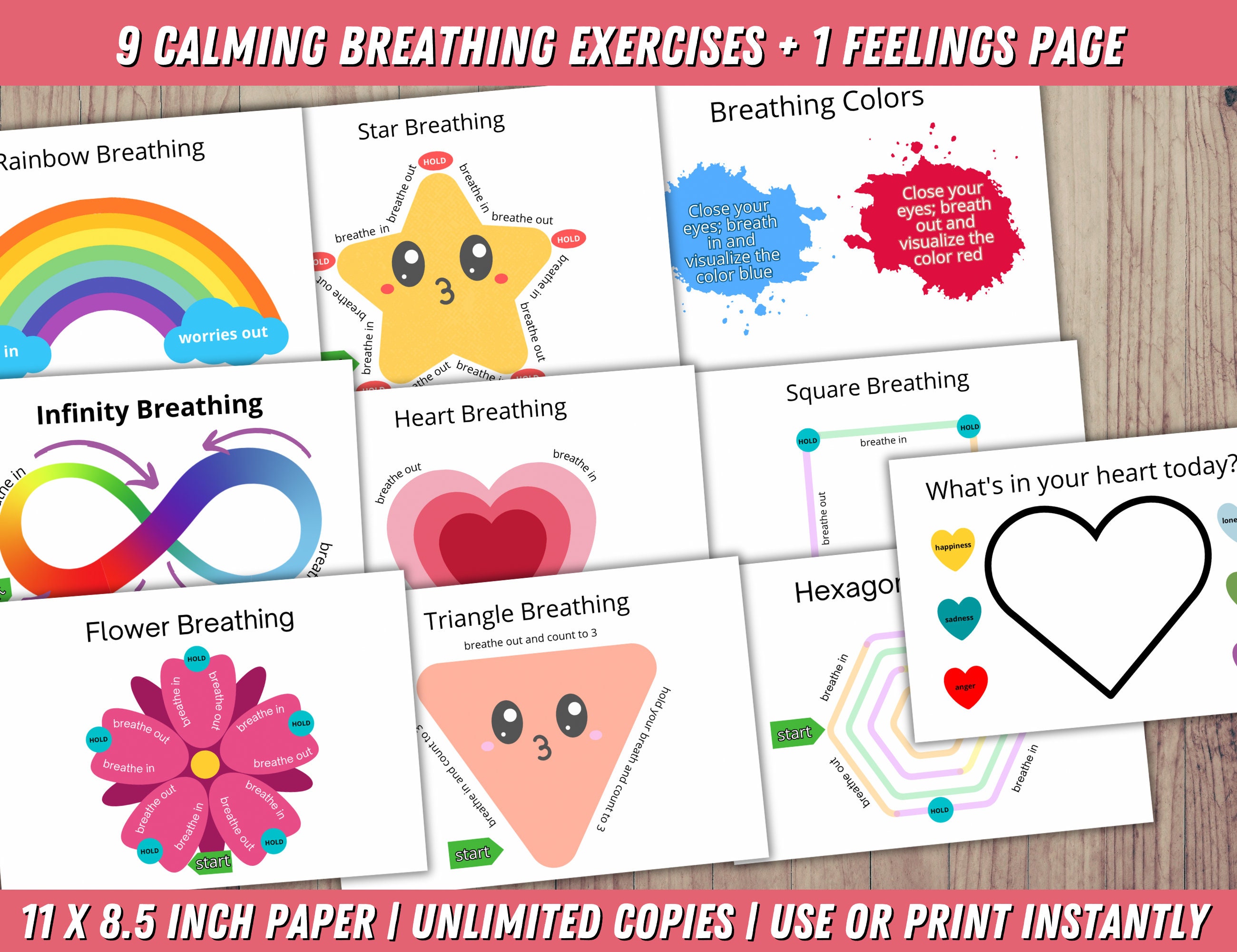 Calming Breathing Exercises for Calm Down Corner, Emotions Printable ...