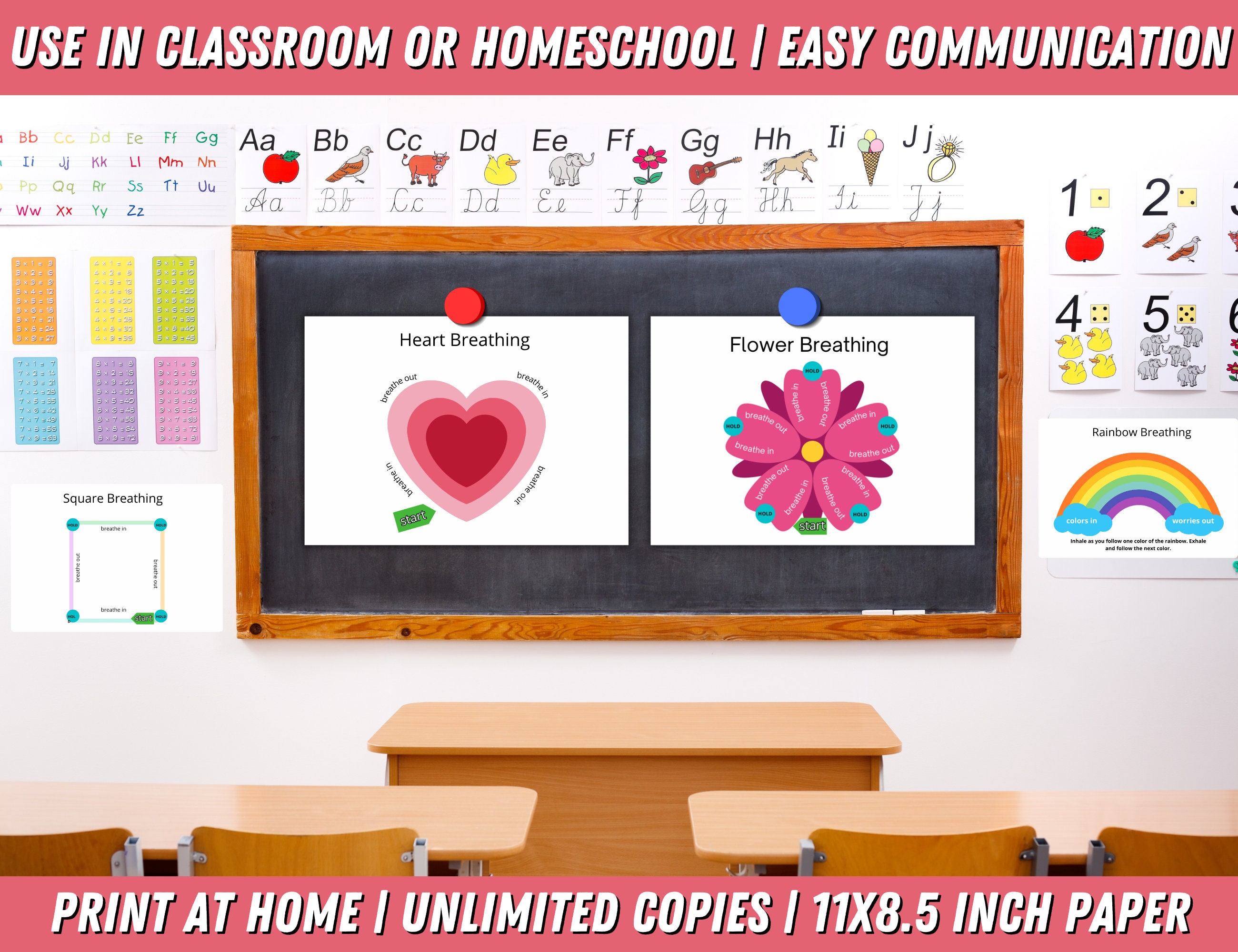 Calming Breathing Exercises for Calm Down Corner, Emotions Printable ...