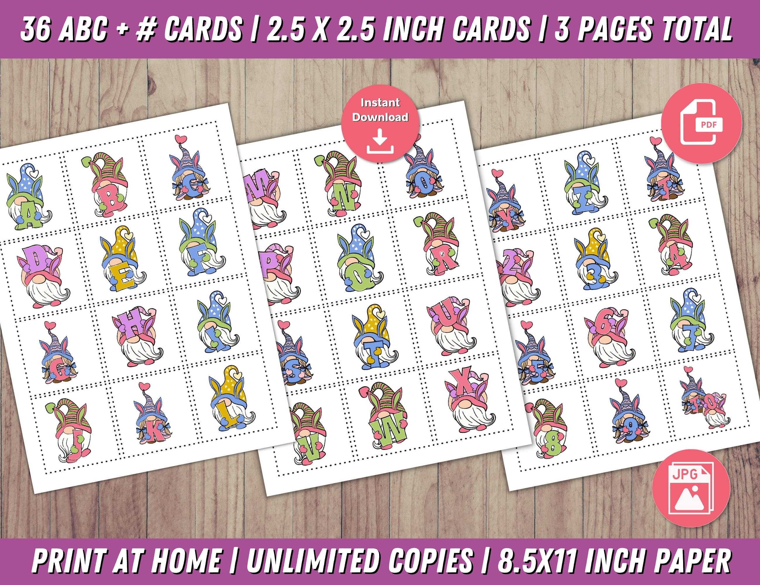Printable Easter Bunny Gnome ABC Flash Cards, Memory Game, Matching ...