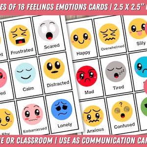 Feelings Emotions Chart Printable for Kids, Feelings Flash Cards ...