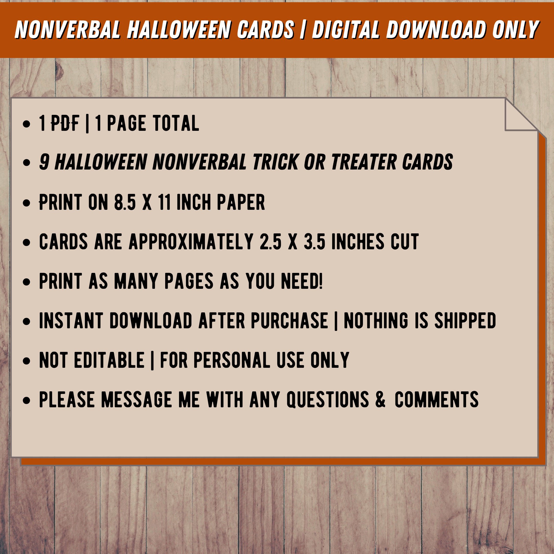 Printable Nonverbal Trick or Treater Cards for Halloween, Autism ...