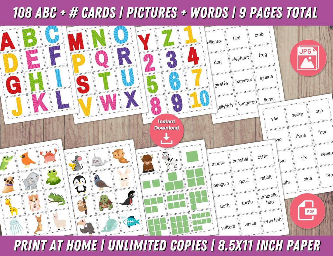 Printable ABC Numbers Flashcards Memory Game, Learning Resources ...