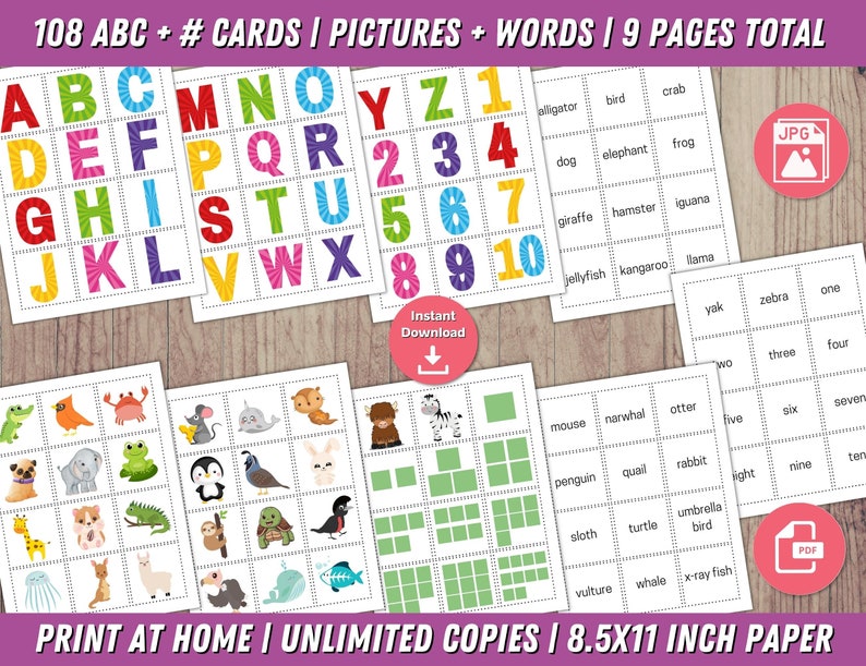 Printable ABC Numbers Flashcards Memory Game, Learning Resources ...