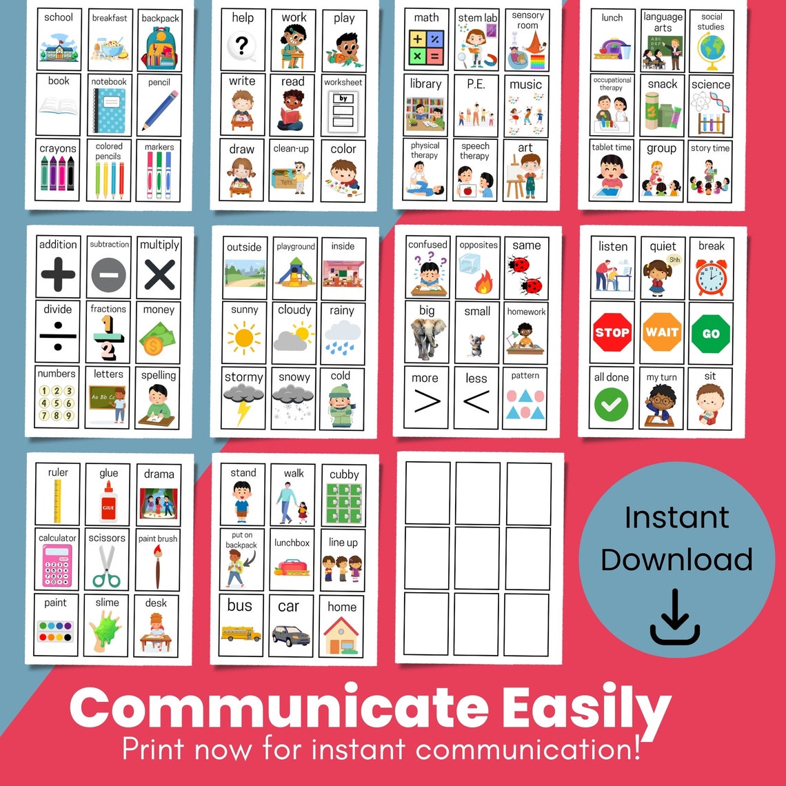 School Printable Pecs Communication Cards, Autism Communication ...
