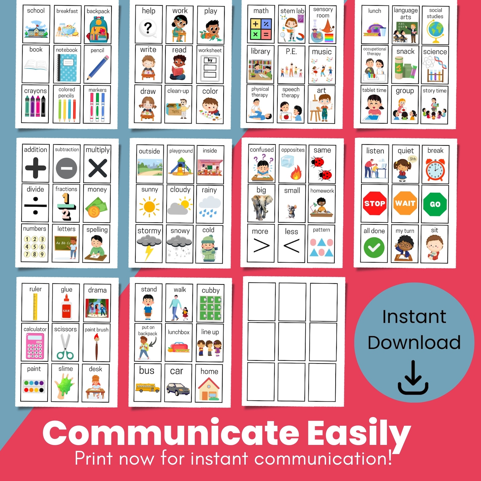 School Printable Pecs Communication Cards, Autism Communication ...