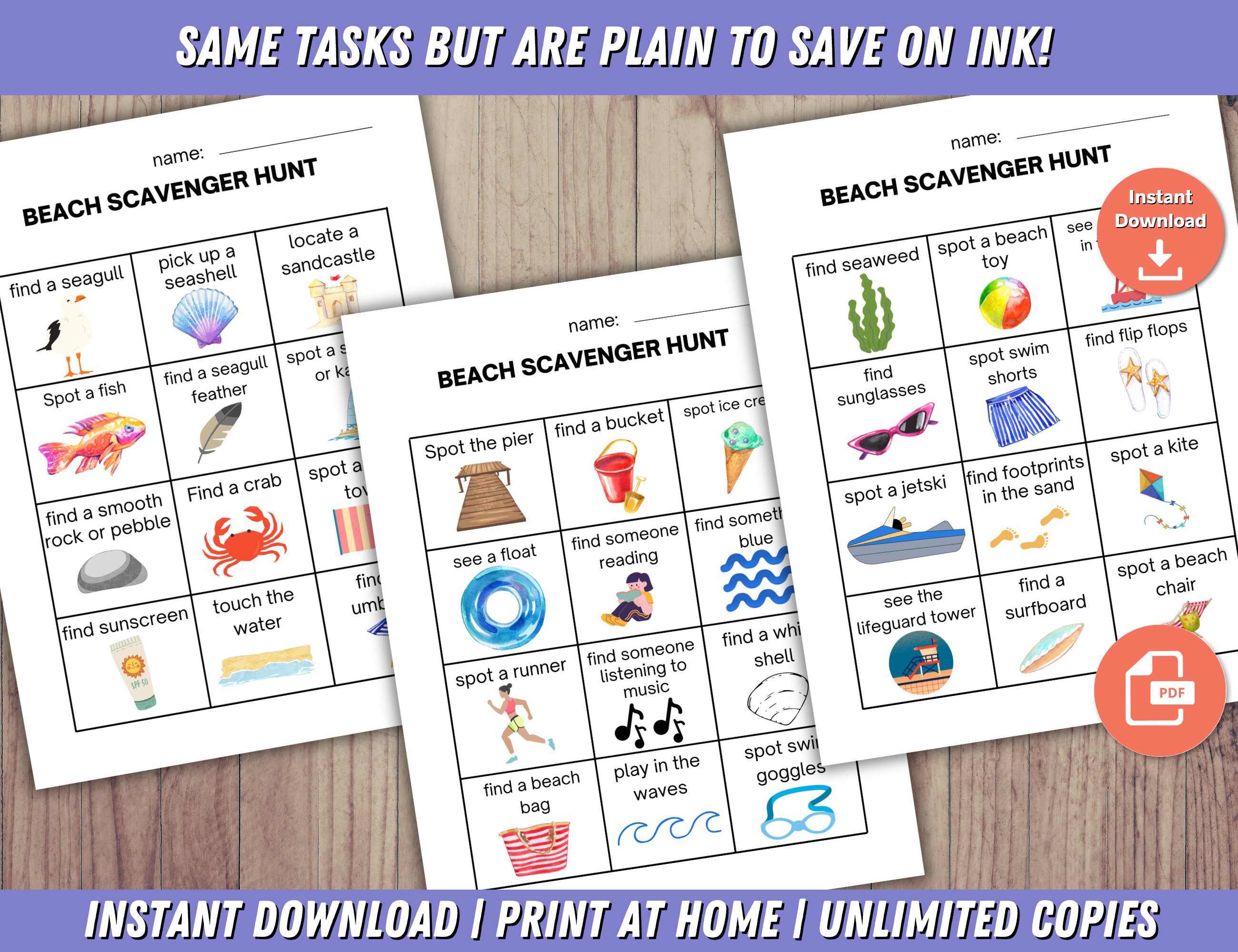 Printable Beach Scavenger Hunt for Kids | Beach Themed Games - Etsy