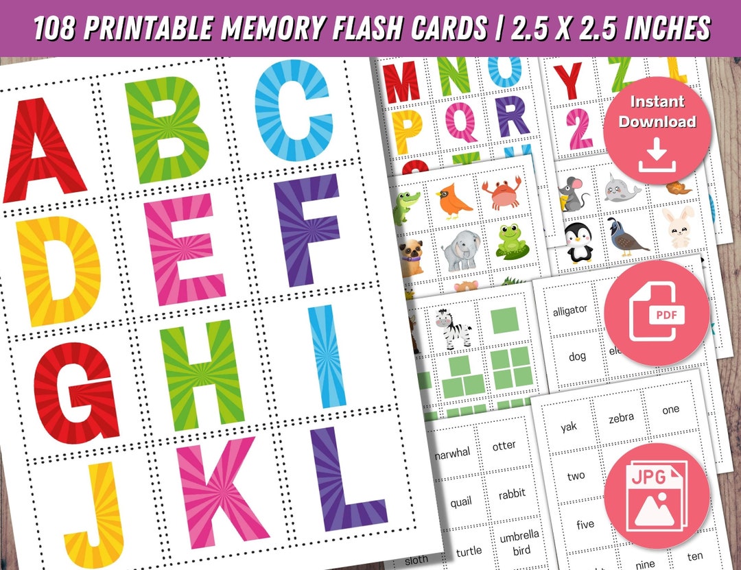 Printable ABC Numbers Flashcards Memory Game, Learning Resources ...