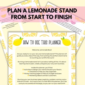 Lemonade Stand Printable Planner for Kids, Lemonade Stand Kit, Kids DIY ...